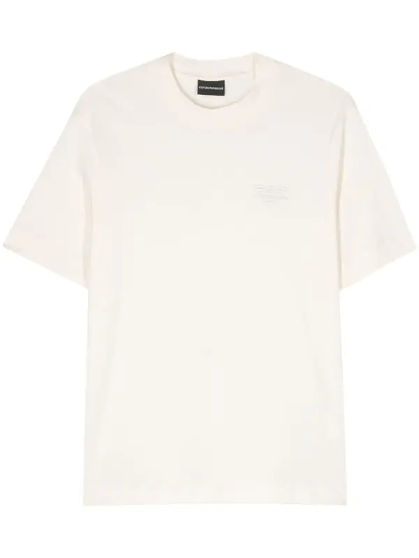 Emporio Armani Rubberised-logo T-shirt - Neutrals