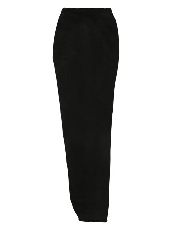 Rick Owens Edfu Asymmetric Denim Maxi Skirt - Black