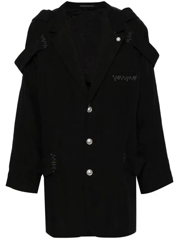 Yohji Yamamoto Contrast-stitch Single-breasted Blazer