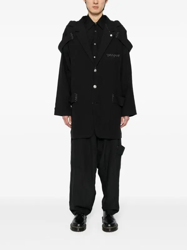 Yohji Yamamoto Contrast-stitch Single-breasted Blazer