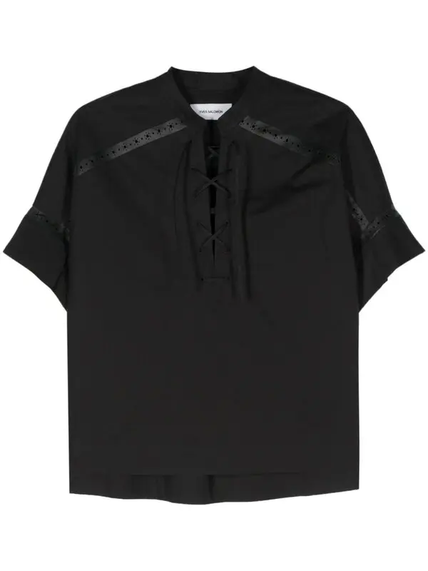 YVES SALOMON Leather-trim Blouse