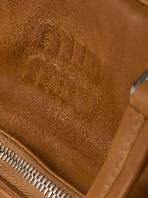 Miu Miu Logo-embossed Leather Tote Bag