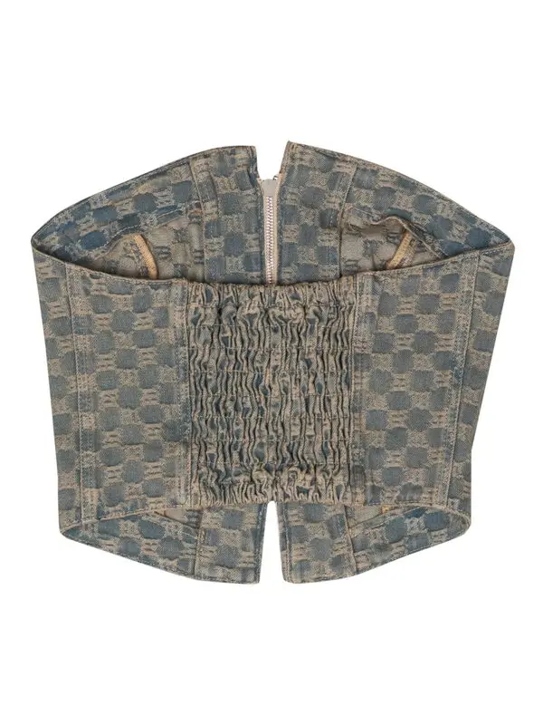 MISBHV Monogram-jacquard Denim Corset Top - Blue