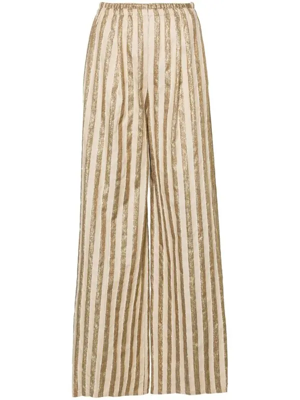 FORTE_FORTE Striped Wide-leg Trousers
