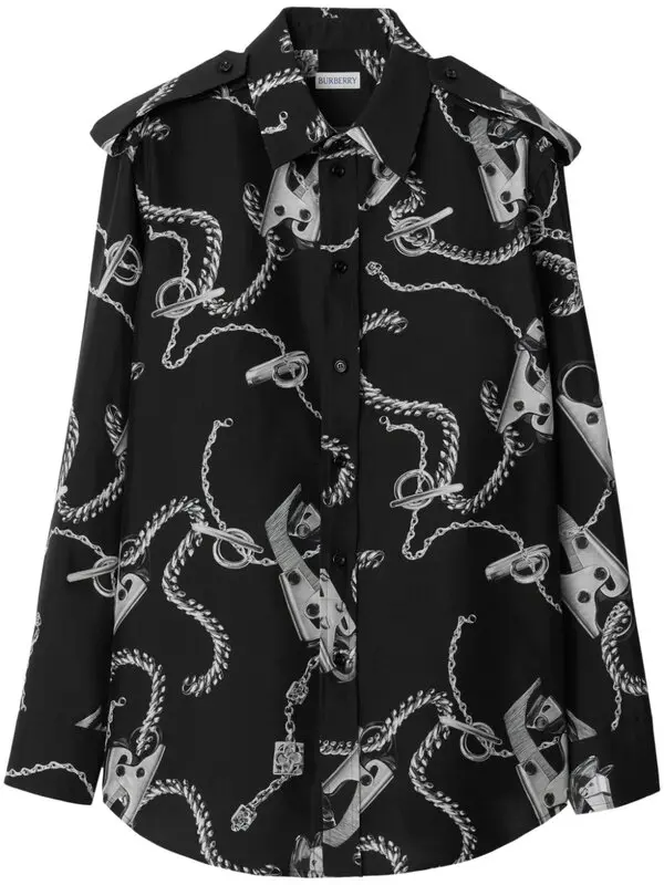 Burberry Knight Hardware Silk Shirt - Black