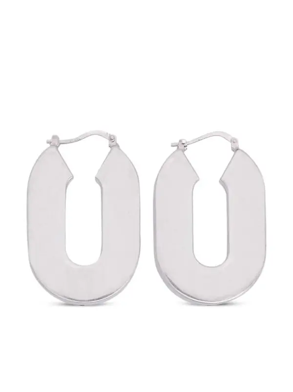 JIL SANDER Logo-engraved Hoop Earrings - Grey