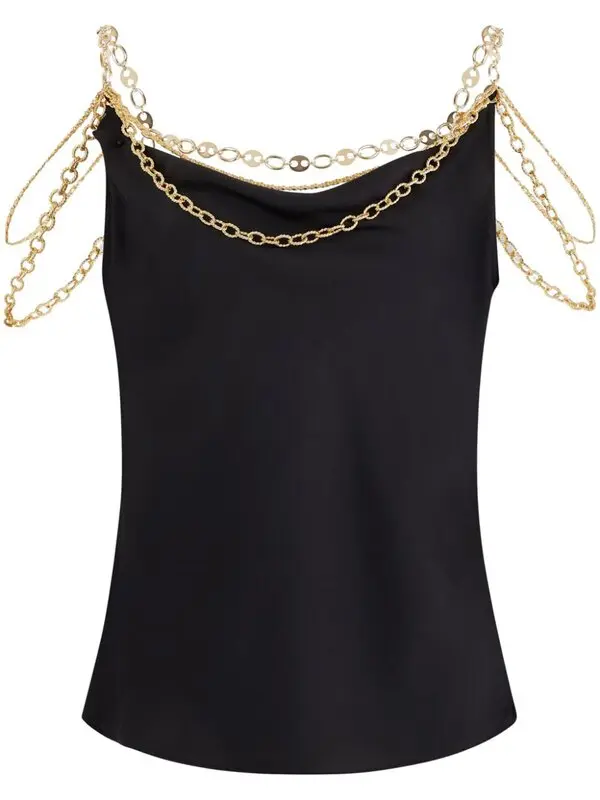 Rabanne Chain-detail Cowl-neck Top - Black