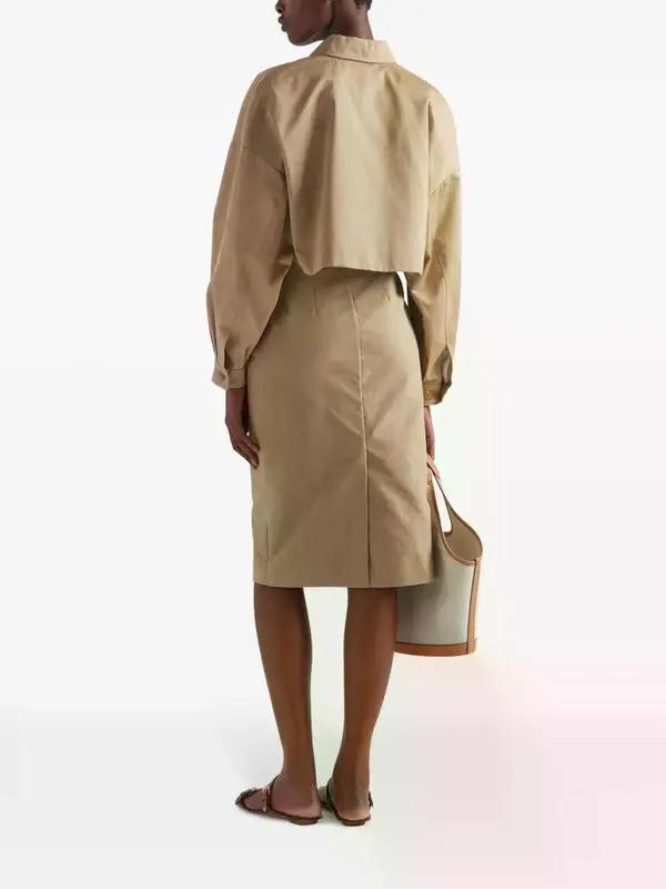 Prada Triangle Logo Cropped Jacket - Neutrals