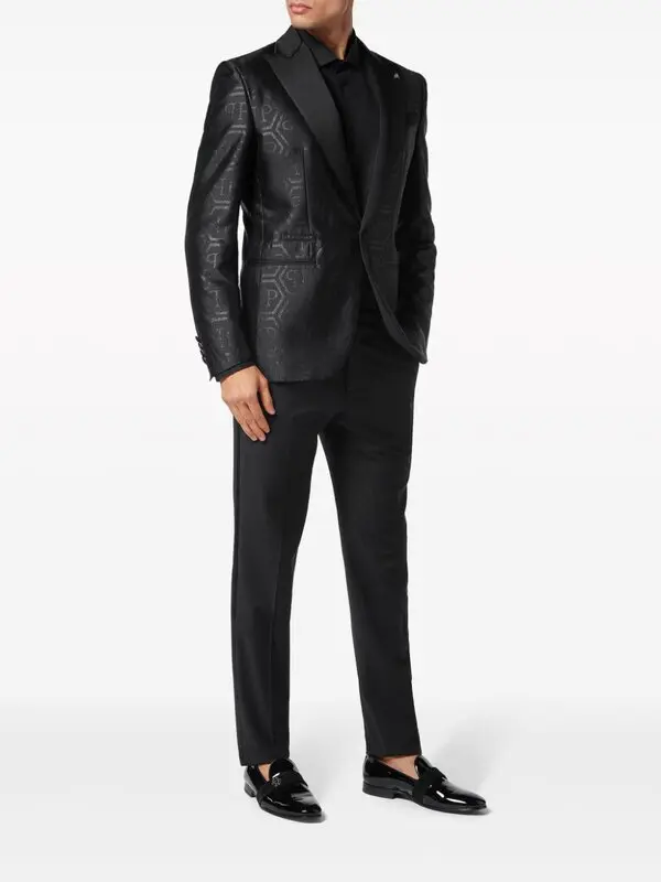 Philipp Plein Monogram-jacquard Single-breasted Blazer