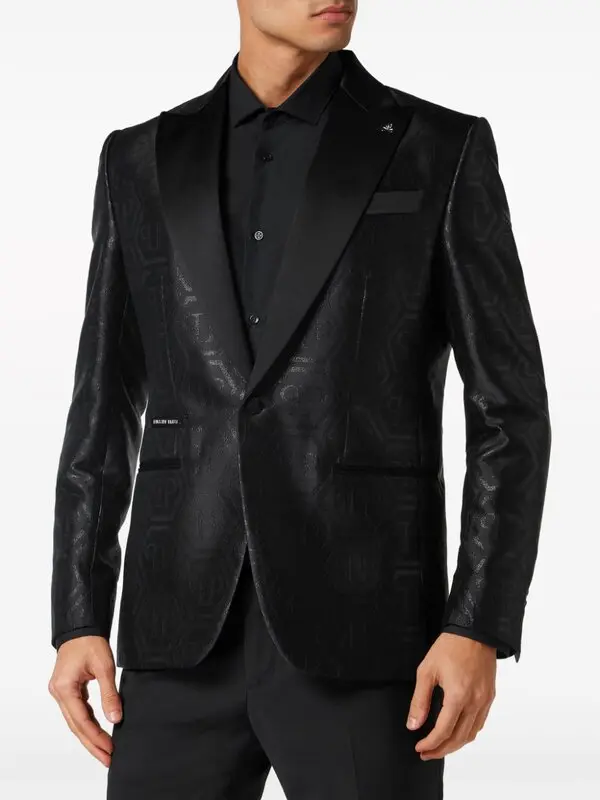 Philipp Plein Monogram-jacquard Single-breasted Blazer