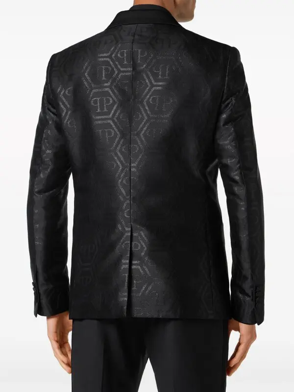 Philipp Plein Monogram-jacquard Single-breasted Blazer