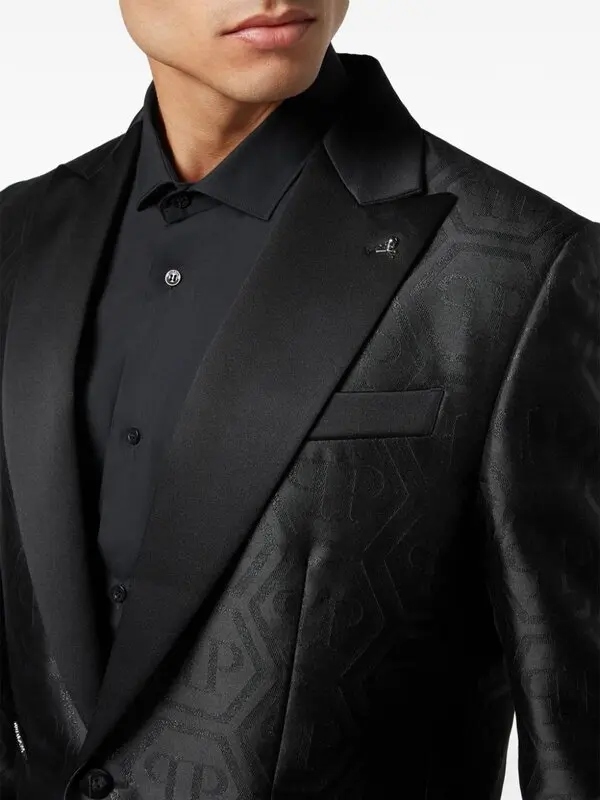 Philipp Plein Monogram-jacquard Single-breasted Blazer