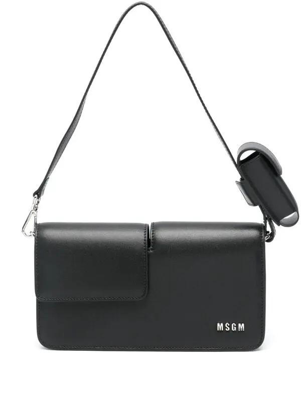 MSGM Logo-lettering Shoulder Bag - Black