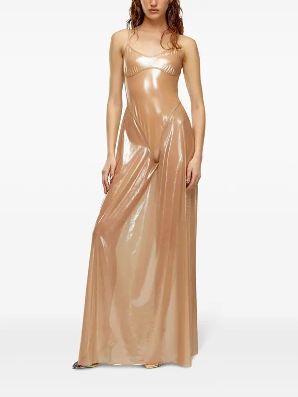 DIESEL® D-rooney Metallic Sheer Maxi Dress