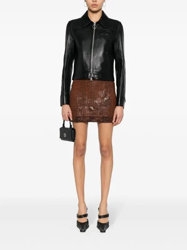 COURREGES Iconic Zip-up Leather Jacket