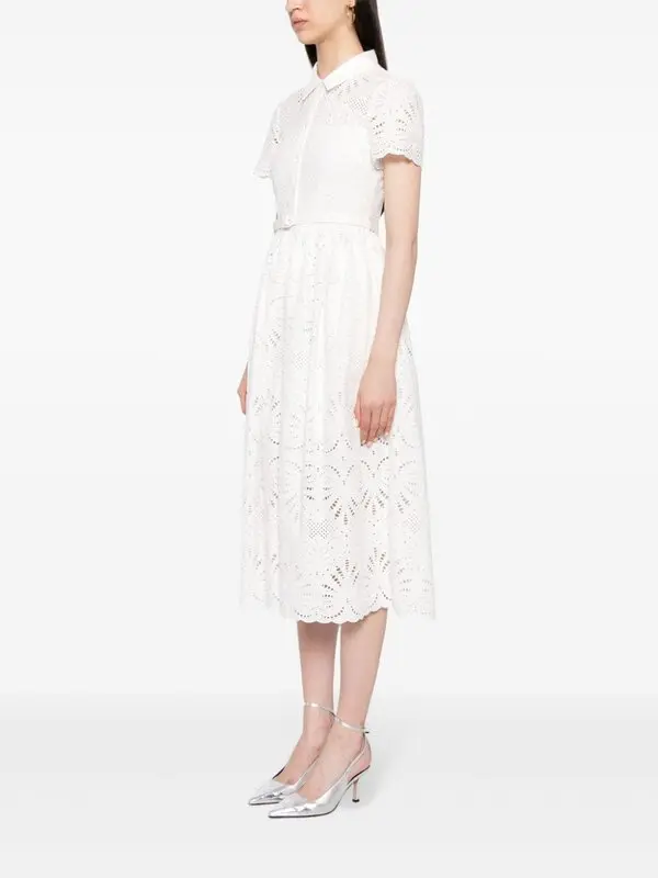self portrait white cotton broderie midi dress WHITE COTTON BRODERIE MIDI DRESS   @selfportraittaiwan #selfportraittaiwan
