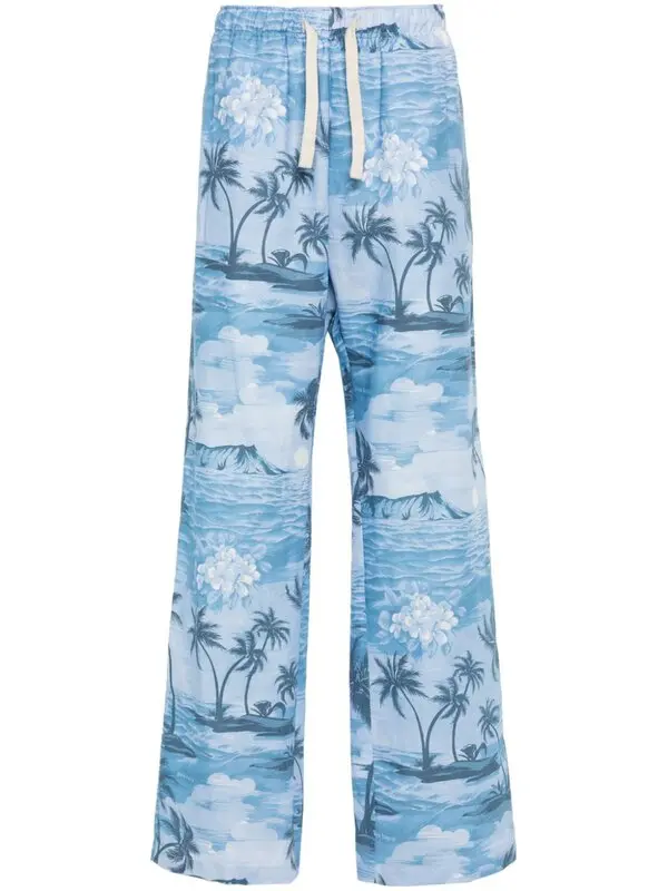 Palm Angels Sunset-print Wide-leg Trousers
