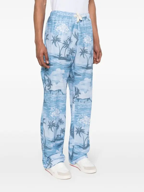Palm Angels Sunset-print Wide-leg Trousers