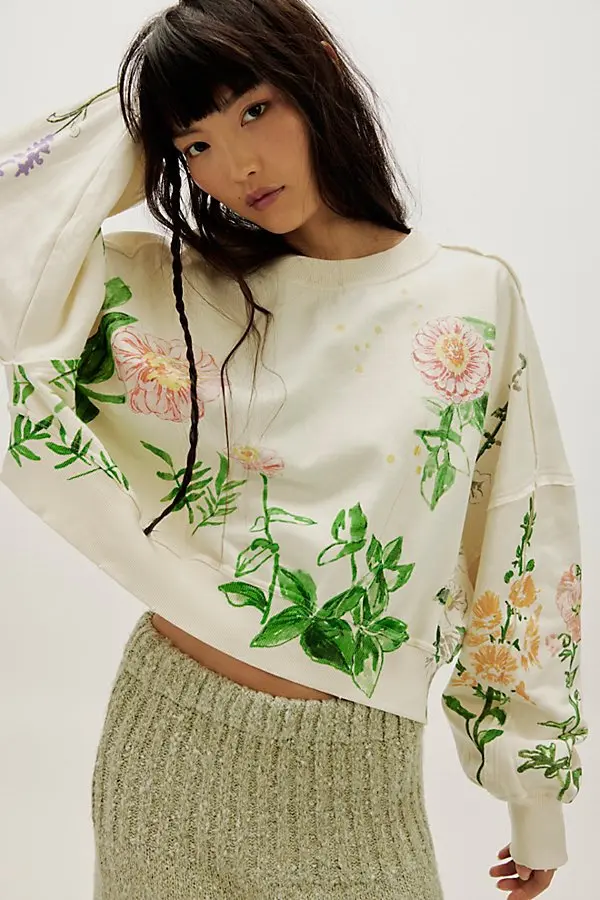 Free People Gaia Oversized Sweatshirt - Floral Combo
