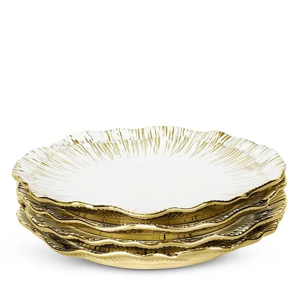 Michael Aram Anemone Tidbit Plates, Set Of 4 - White/gold