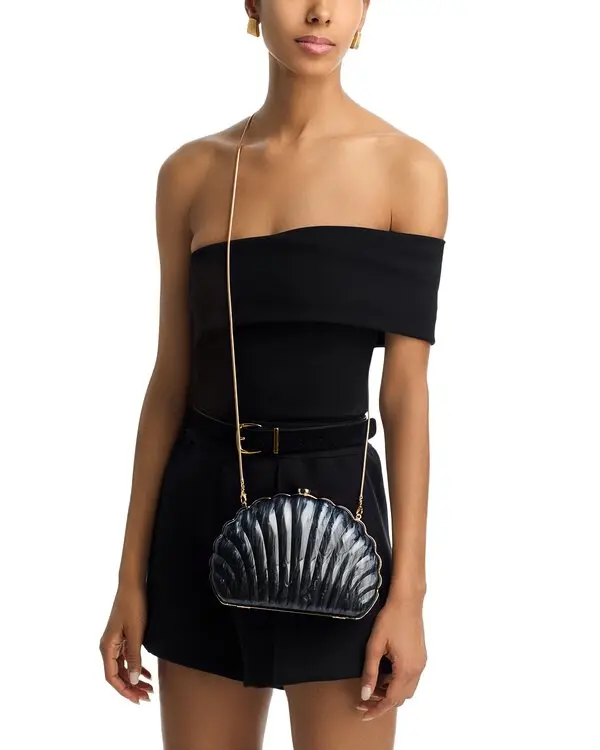 Aqua Shell Clutch - Black