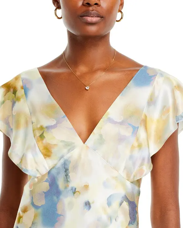 rails dina satin midi dress Rails Dina Satin Midi Dress In Diffused Blossom - 40% Off