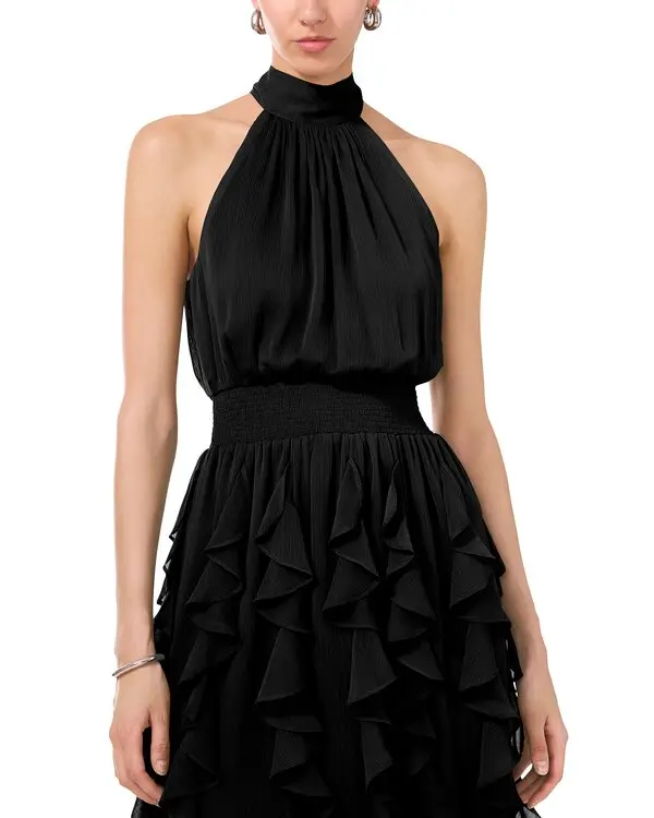 1.State Sleeveless Cascading Ruffle Maxi Dress - Rich Black - 40% Off |  Editorialist