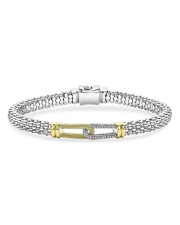 Lagos 18k Yellow Gold And Sterling Silver Diamond Bracelet - Silver/gold