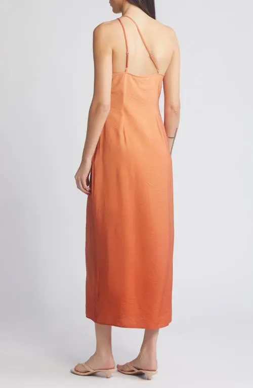 Madewell One-Shoulder Midi Slip Dress In Dark Copper - 61% Off |  Editorialist