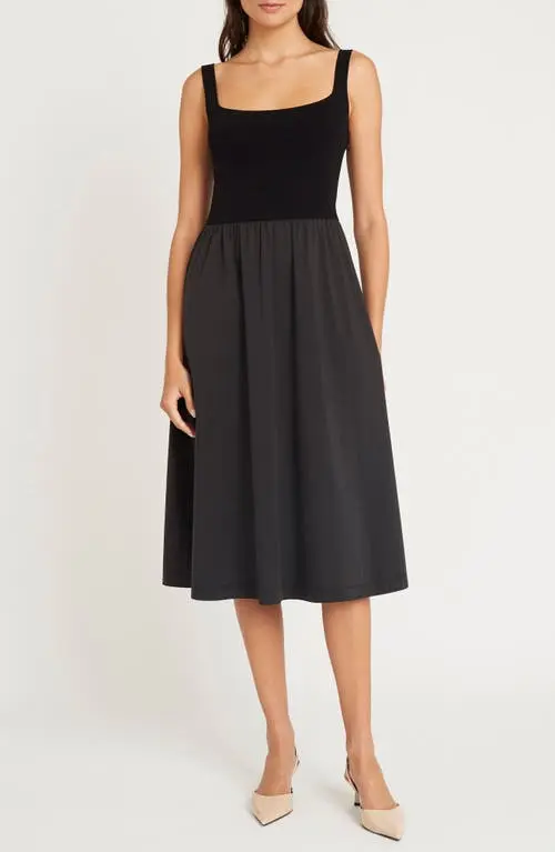 Luxely Aura Mixed Media Midi Tank Dress In Meteorite - 63% Off |  Editorialist