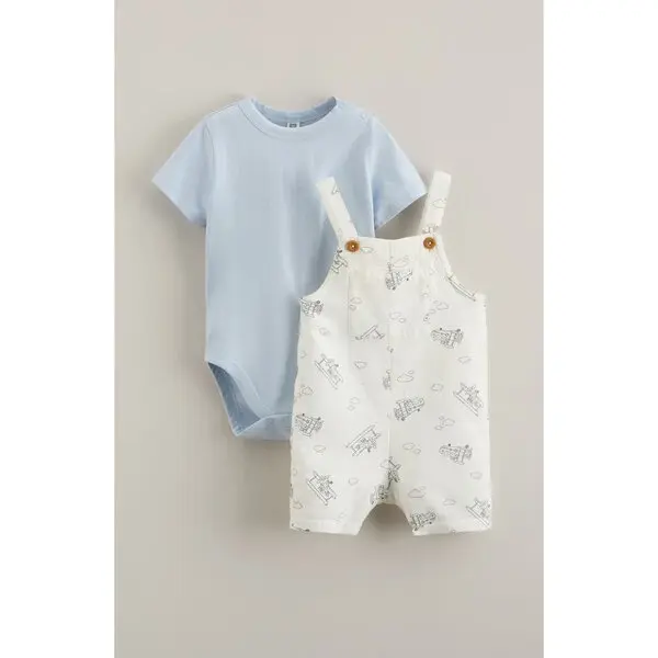 Nordstrom Cotton Bodysuit & Shortalls Set - Blue Skyway Flyer Bears