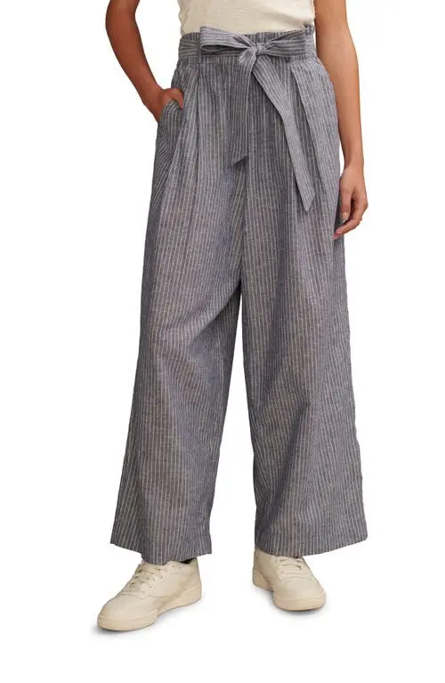 Lucky Brand Cotton Blend Paperbag Pants - Blue Stripe