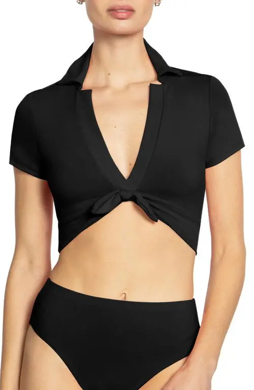 Robin Piccone Ava Shirt Bikini Top - Black