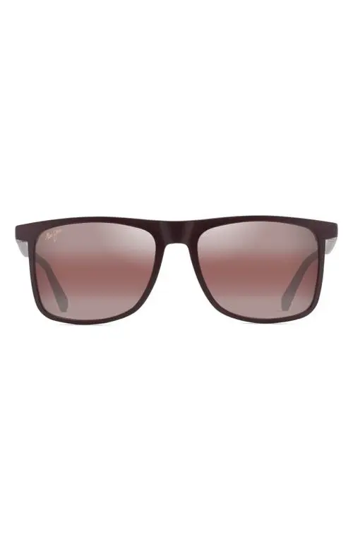 Maui Jim Makamae 56mm Polarized Square Sunglasses - Matte Burgundy