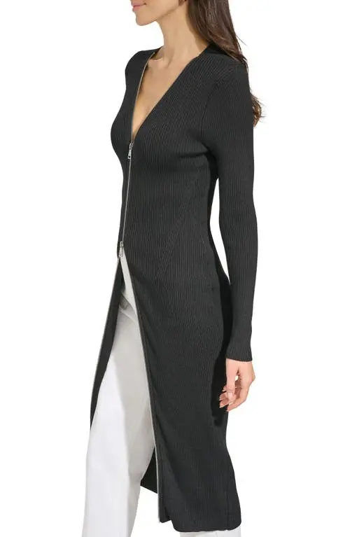 Dkny Front Zip Ribbed Midi Dress