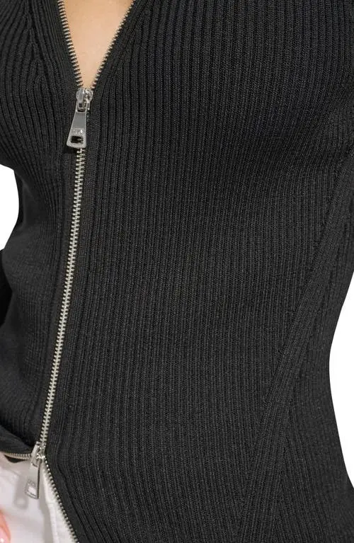Dkny Front Zip Ribbed Midi Dress