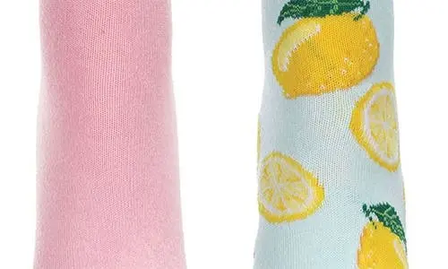 MEMOI Assorted 2-pack Athletic Quarter Socks - Pink Confetti/mint
