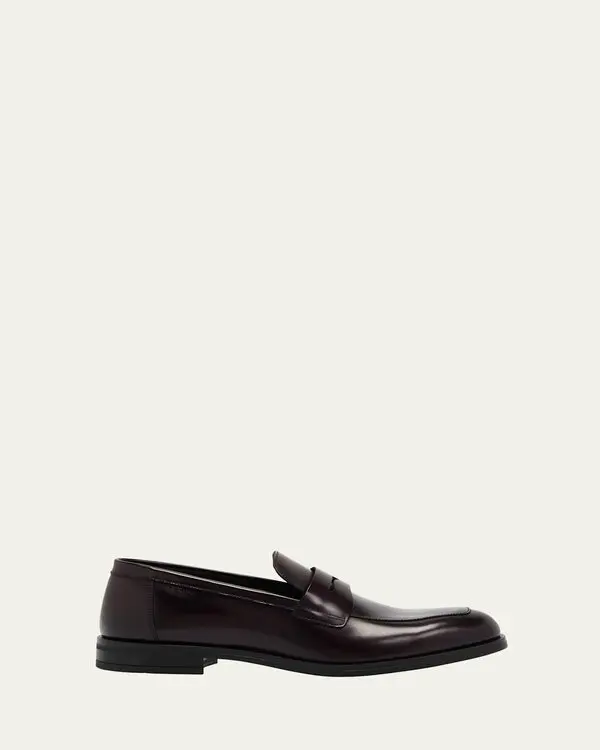 STUART WEITZMAN Club Burnished Leather Penny Loafers