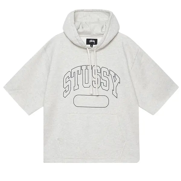 StÜssy Short-sleeve Boxy Cropped Hoodie - Grey