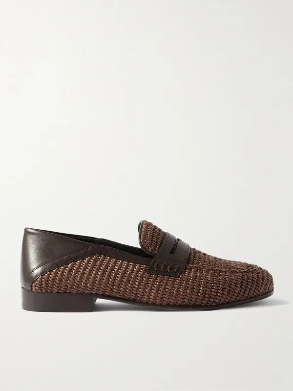 Manolo Blahnik Padstow Raffia Loafers - Brown