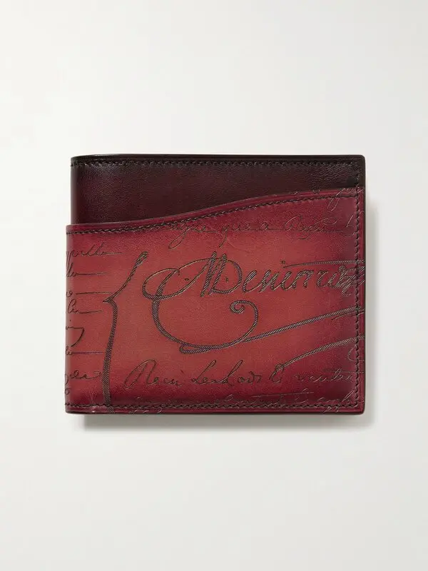 Berluti Makore Neo Scritto Venezia Leather Bifold Wallet - Burgundy
