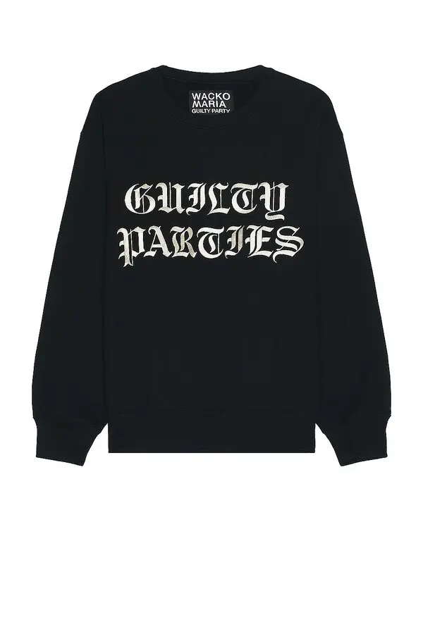 Wacko Maria Heavy Weight Crew Neck Sweat Shirt In Black - 65% Off