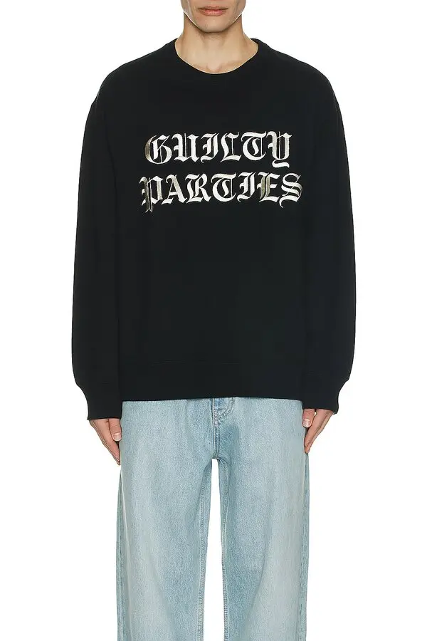Wacko Maria Heavy Weight Crew Neck Sweat Shirt In Black - 65% Off