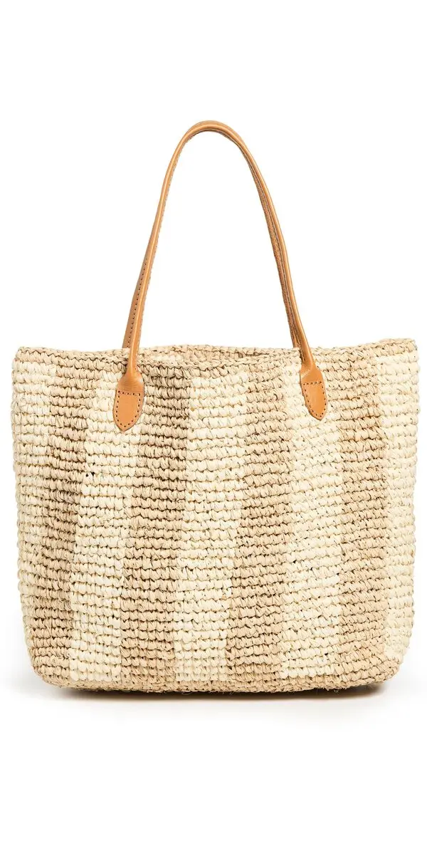 BEMBIEN Franci Raffia Tote Bag - Cream Stripe