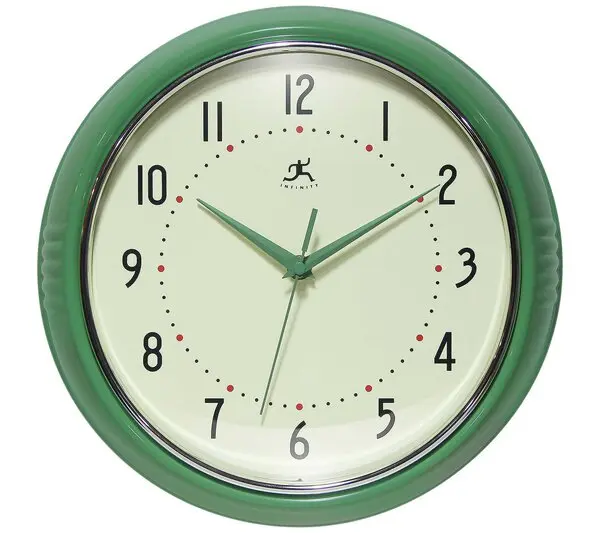 INFINITY Instruments Round Retro Wall Clock, 12 Inch - One-color