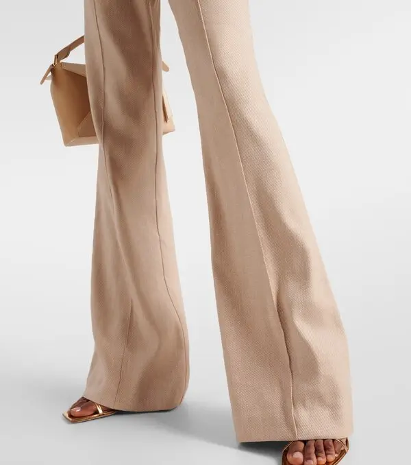Veronica Beard Komi Flared Linen-blend Pants - Beige