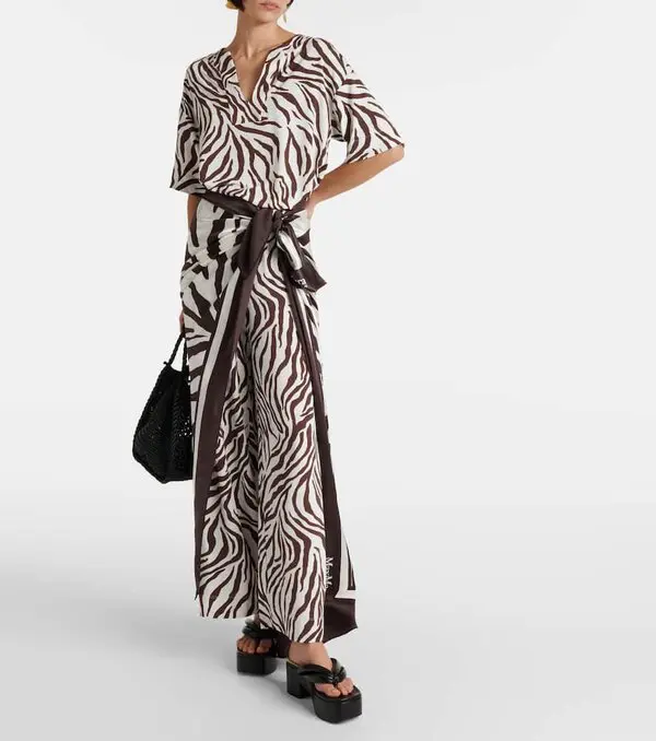 Max Mara Siberia Zebra-print Jersey Top