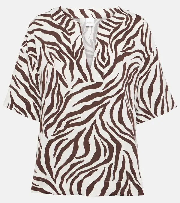 Max Mara Siberia Zebra-print Jersey Top - Multicoloured