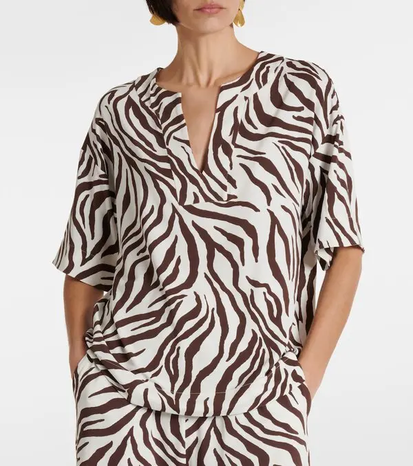 Max Mara Siberia Zebra-print Jersey Top