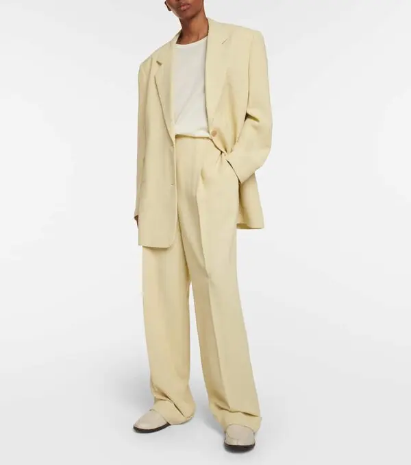 THE ROW Tor Wide-leg Crêpe Pants - Yellow